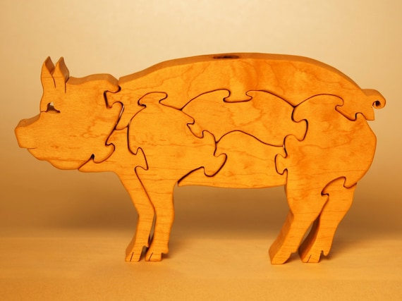 PIG Hog WOOD Puzzle / Unique Handcrafted Wooden Jigsaw | Etsy