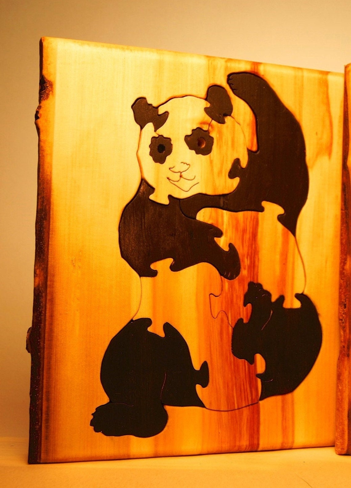 PANDA BEAR Sitting Wood PUZZLE / Unique Handcrafted Wooden Jigsaw ...