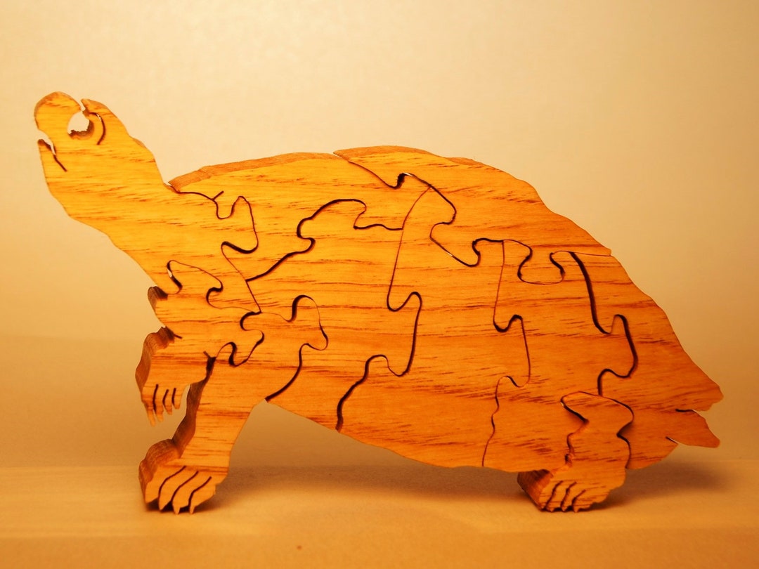 TURTLE Wood PUZZLE / Unique Handcrafted Woden Jigsaw Puzzle / Free ...