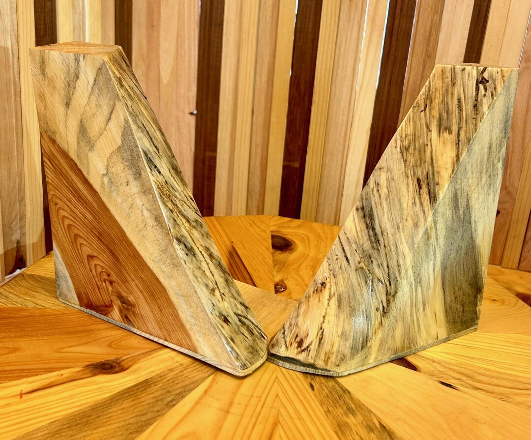 Handcrafted WOOD BOOKENDS / Letter CD Books Paper Holder / Colorado ...