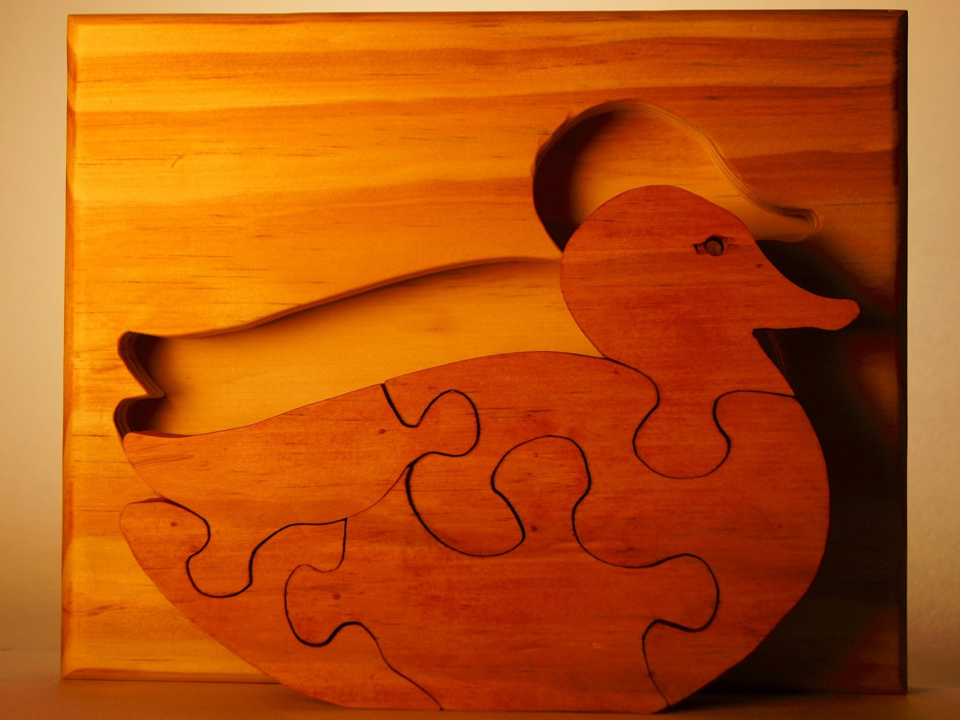 DUCK Wood Puzzle Kids or Toddlers / Unique Handcrafted Wooden Jigsaw ...