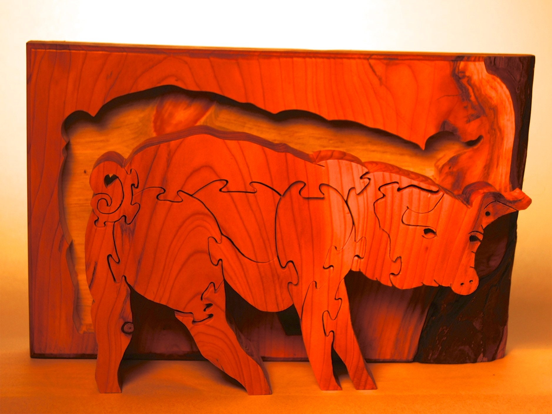 PIG, HOG Wood PUZZLE / Unique Handcrafted Wooden Jigsaw Puzzle / Free ...