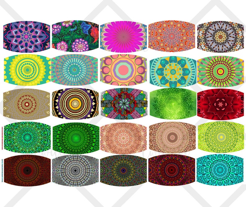 Face Masks Mandala Sublimation Bundle Designs PNG Clip Art Template ...