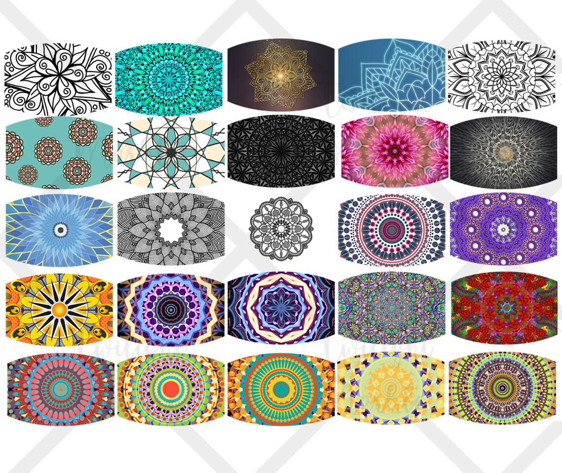 Face Masks Mandala Sublimation Bundle Designs PNG Clip Art Template ...