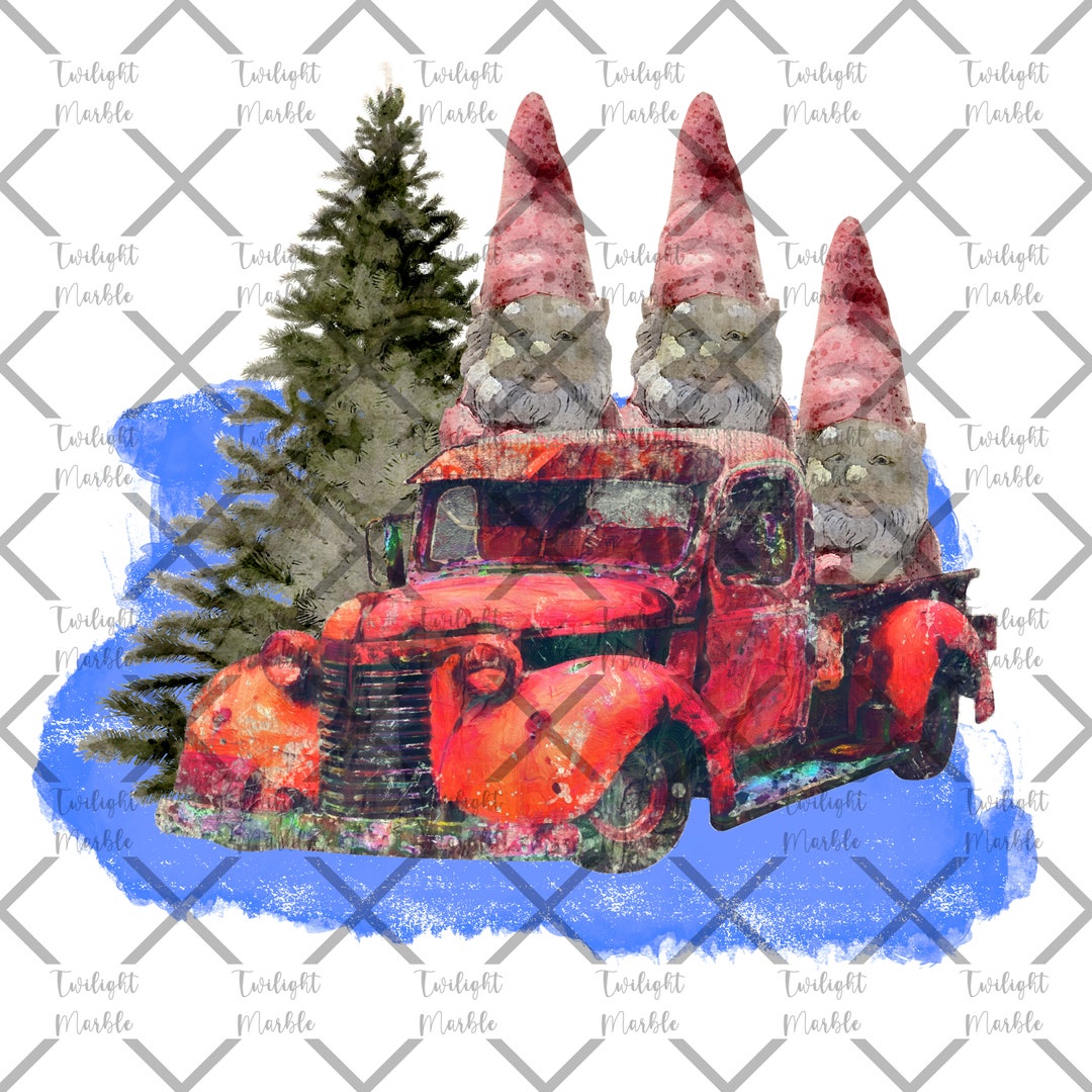 Christmas Truck With 3 Gnome and Christmas Tree Clip Art, Instant ...