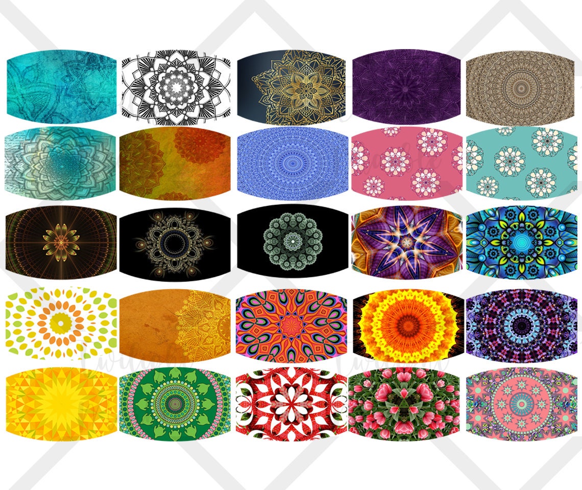 Face Masks Mandala Sublimation Bundle Designs PNG Clip Art Template ...