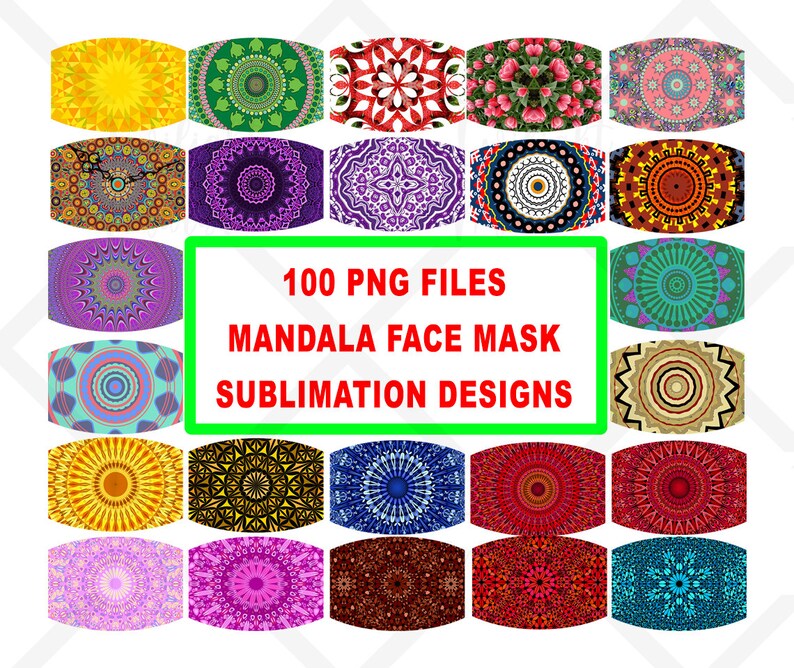 Face Masks Mandala Sublimation Bundle Designs PNG Clip Art Template ...