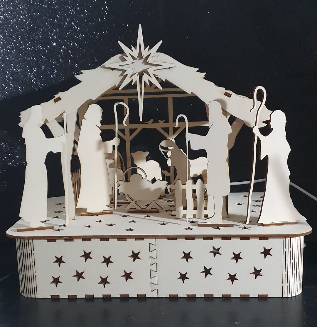 3 Mm Luminous Laser Cut Nativity Scene - Etsy