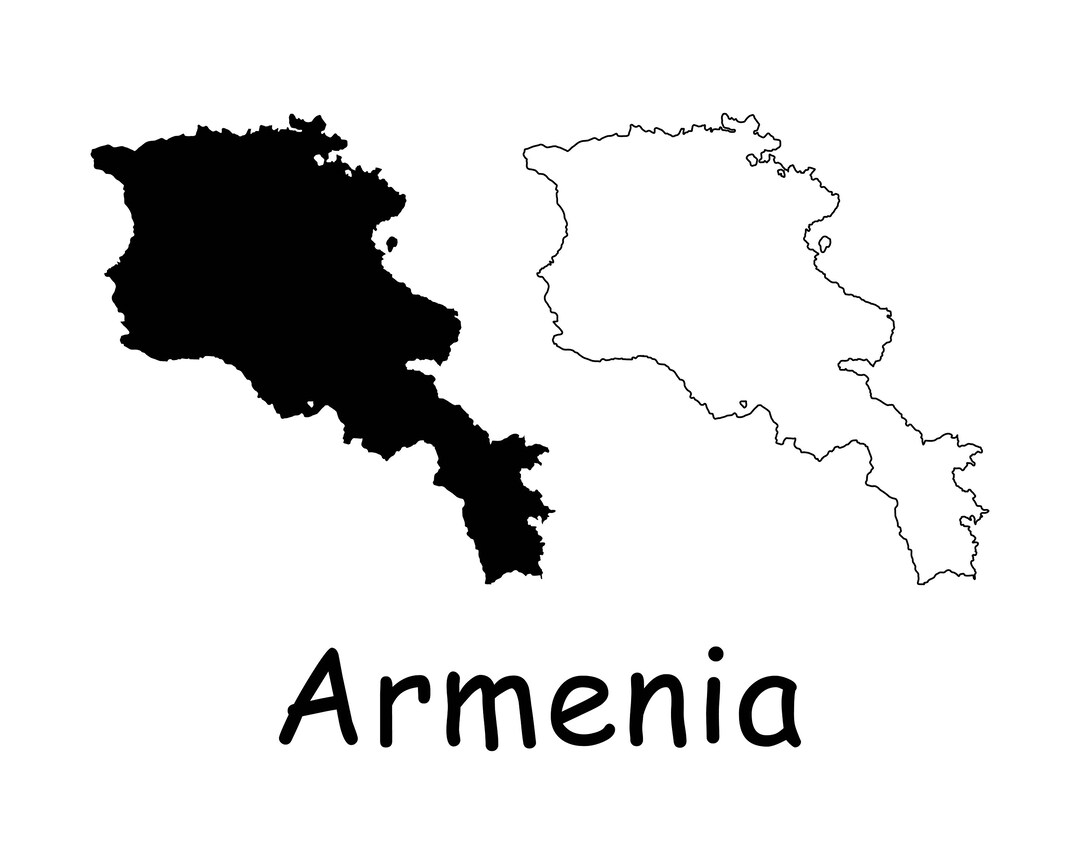Map of Armenia, Armenian Country Map, Armenia Solid Black Detailed ...