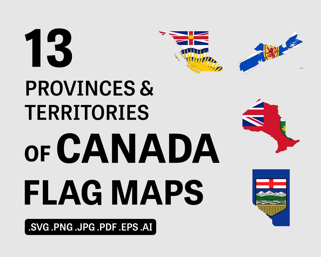 Canada Province Flag Map SVG Bundle - Canadian Territory Provinces ...