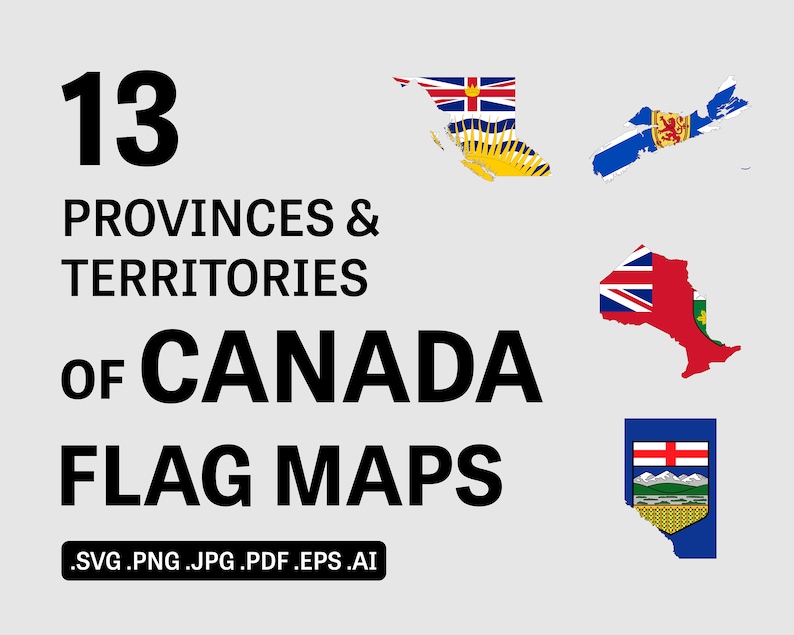 Canada Province Flag Map SVG Bundle - Canadian Territory Provinces ...