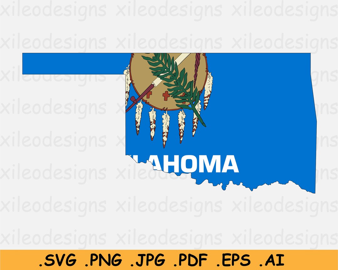 Oklahoma Map Flag SVG - OK USA United States of America, State Border ...