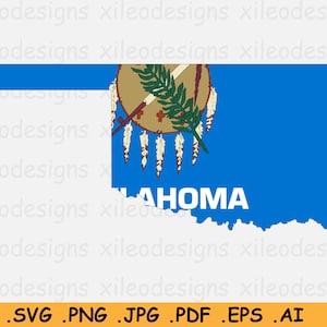 Oklahoma Map Flag SVG - OK USA United States of America, State Border ...