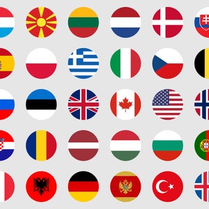 NATO Countries Round Flags SVG Bundle Set, NATO Country Circle Flag ...
