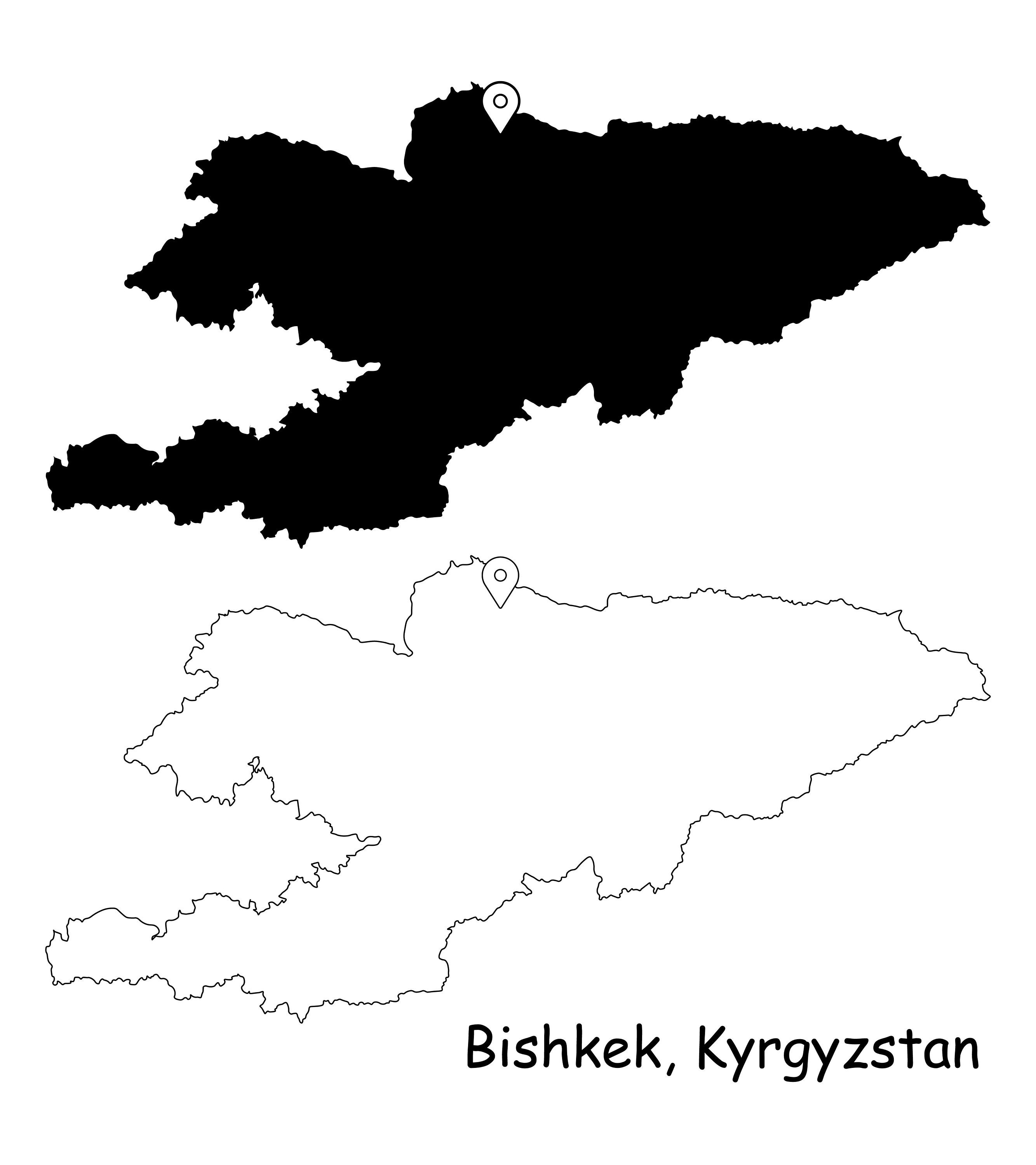 Bishkek Kyrgyzstan Map Capital City Country Location Pin Black - Etsy