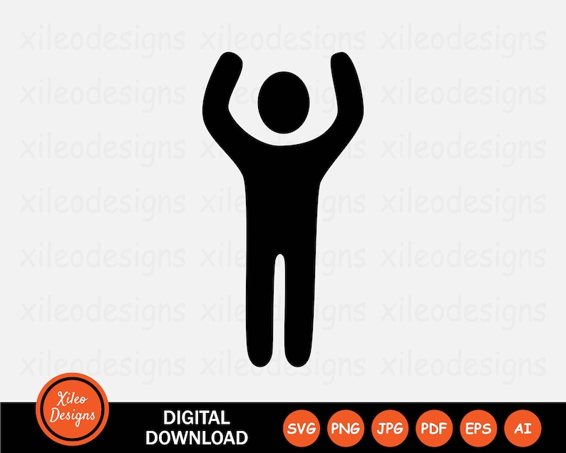 Stick Figure Raise Hand Icon SVG Stickman Man Person Graphic Vector ...
