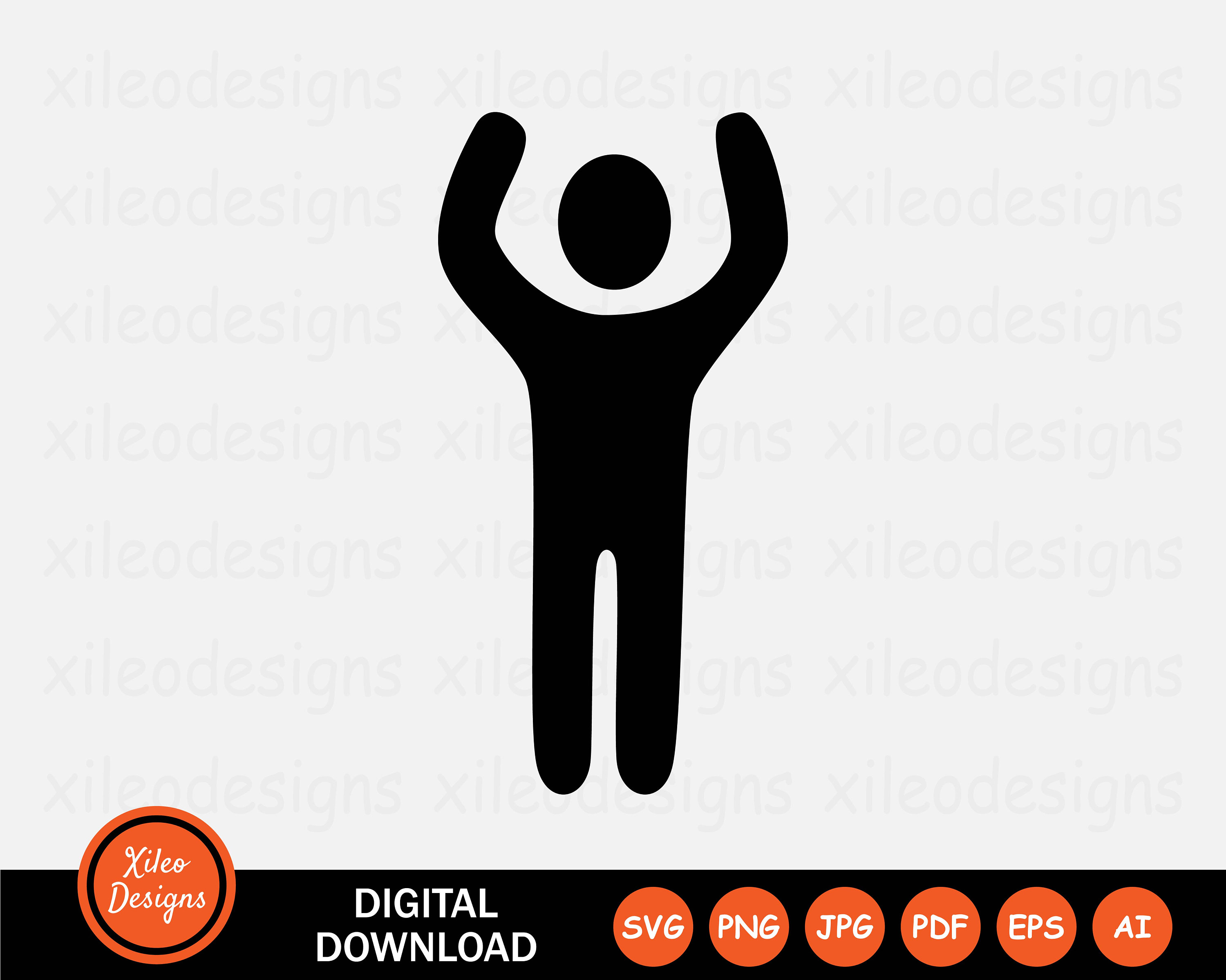 Stick Figure Raise Hand Icon SVG Stickman Man Person Graphic Vector ...