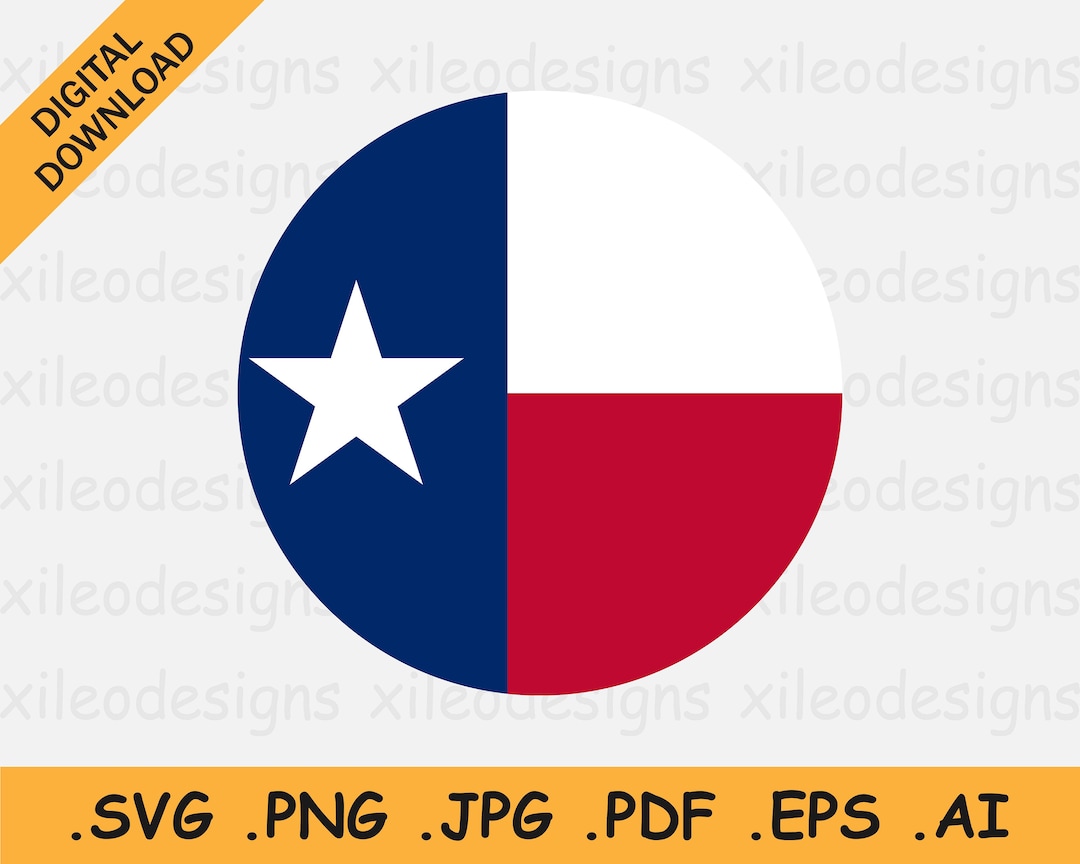 Texas Round Flag SVG - TX USA Circular Circle State Banner Button Icon ...