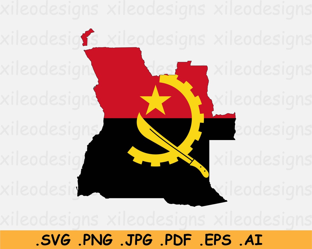 Angola Map Flag SVG, Map of Angola With the Angolan National Flag ...