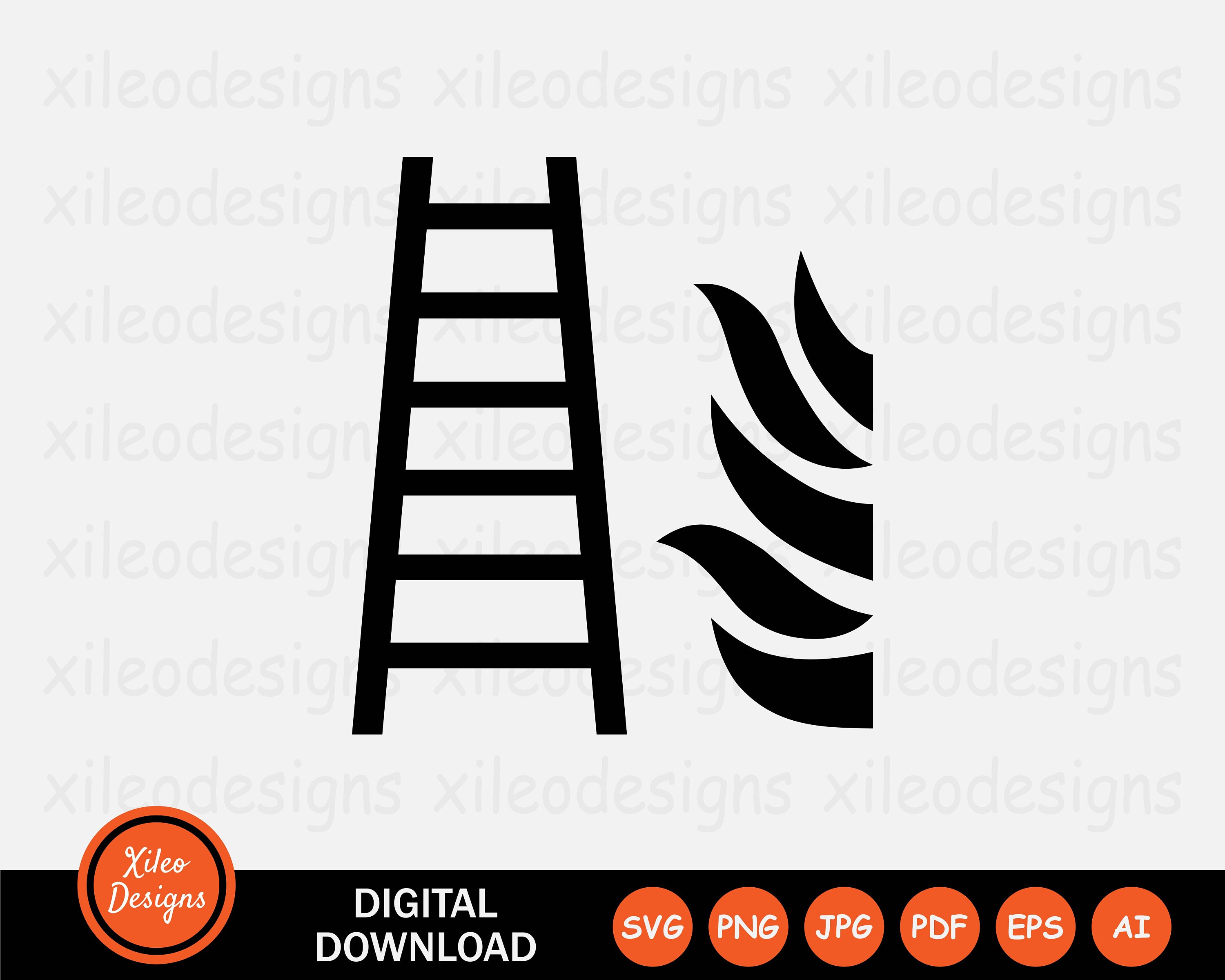 Fire Ladder Steps Firefighting Equipment Tool Device Sign Symbol Icon ...