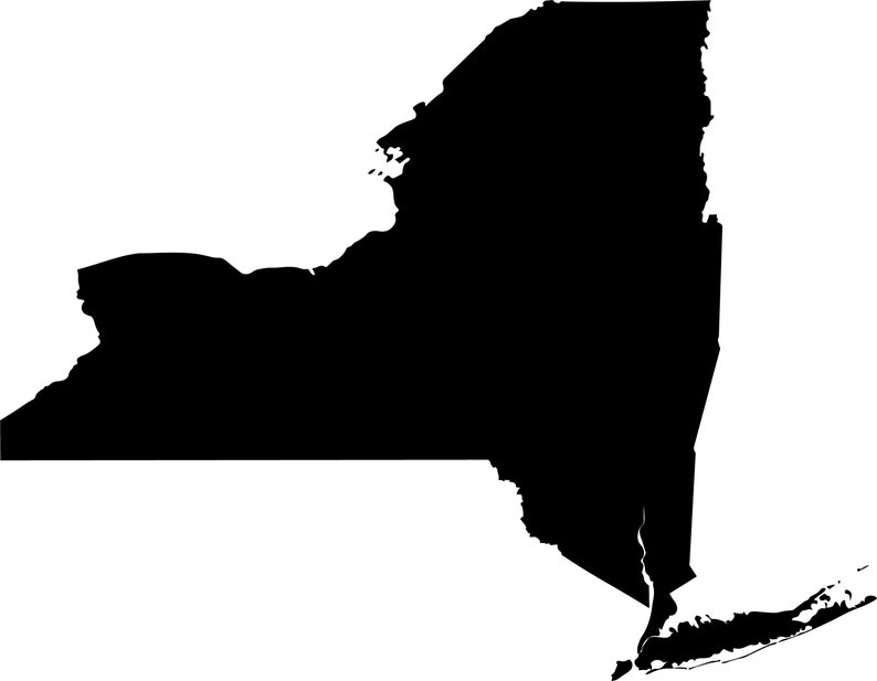 New York Map SVG NY USA United States of America Us Black - Etsy