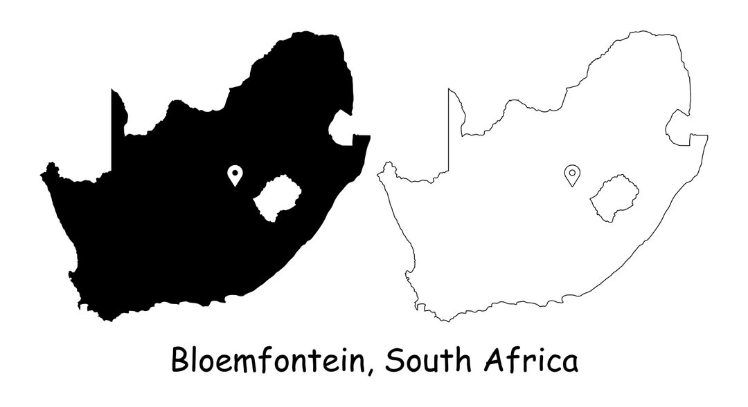 Bloemfontein South Africa Map Capital City Country Location Pin Black ...