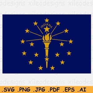 Indiana Flag SVG - IN USA U.S State Banner Cricut Cut File, American ...