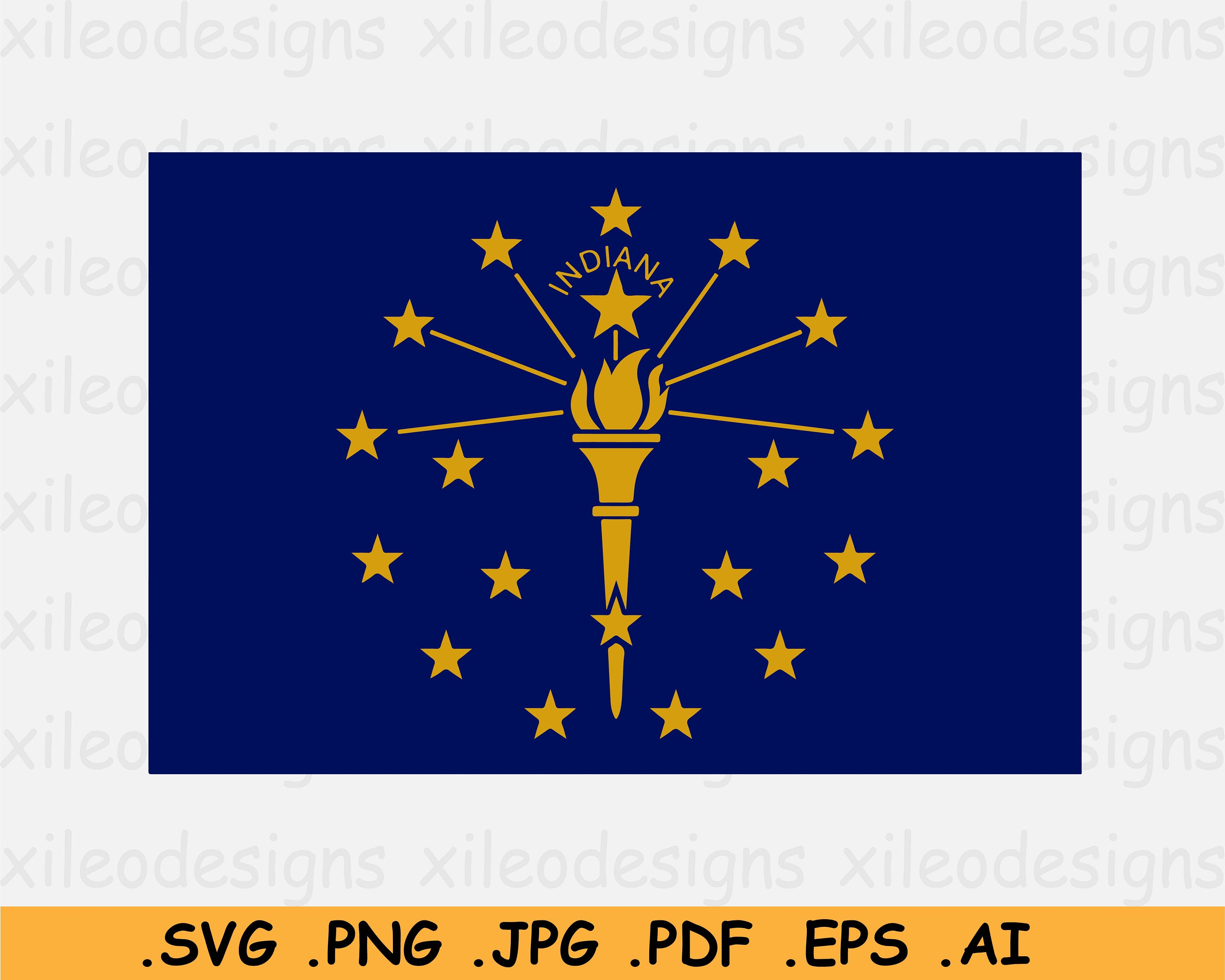 Indiana Flag SVG - IN USA U.S State Banner Cricut Cut File, American ...