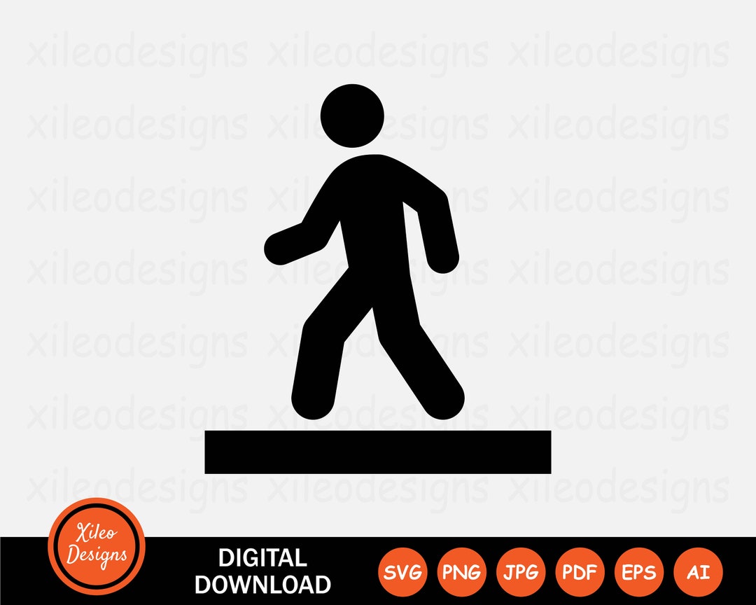 Sidewalk Icon SVG - Pedestrian Man Walk Walking Cross Street Pavement ...
