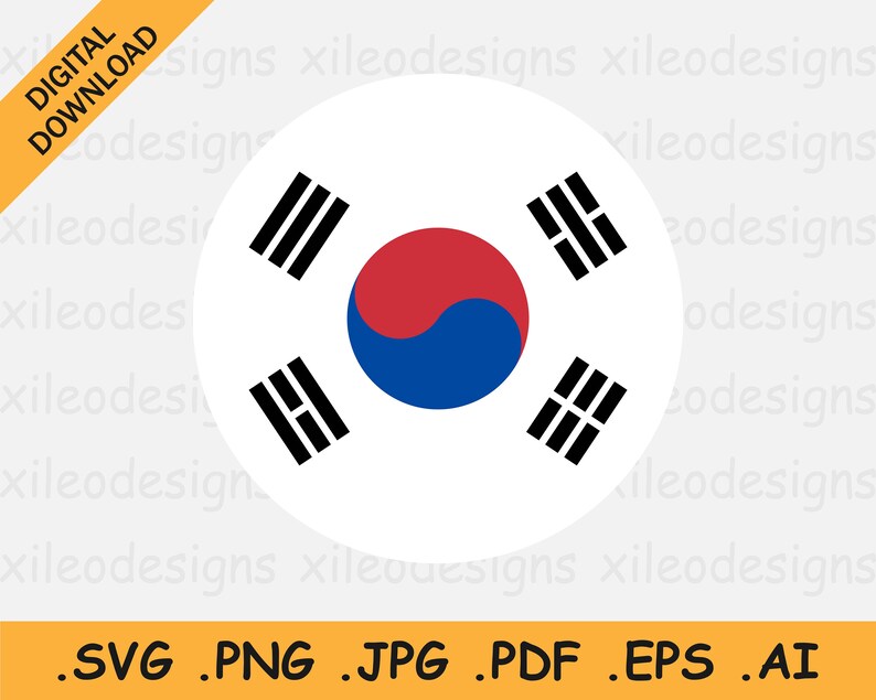 South Korea Round Flag SVG - Korean Circle Icon, National Circular ...