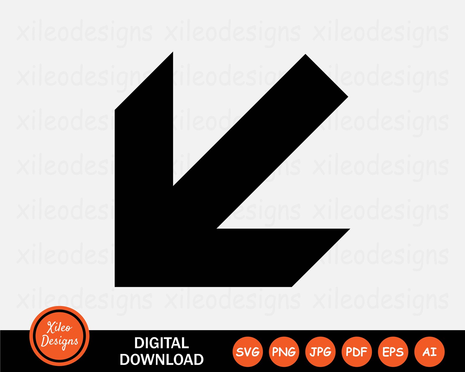 Bottom Left Arrow Icon SVG Point Coner Down Path Exit Sign Symbol ...