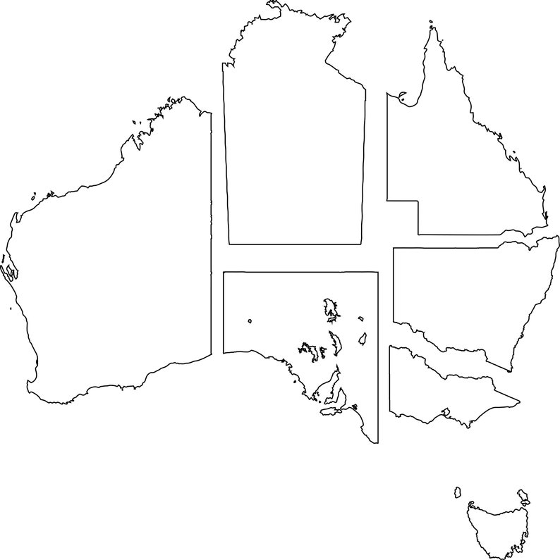 6 Australian Australia AUS Map Maps Solid Black Silhouette - Etsy