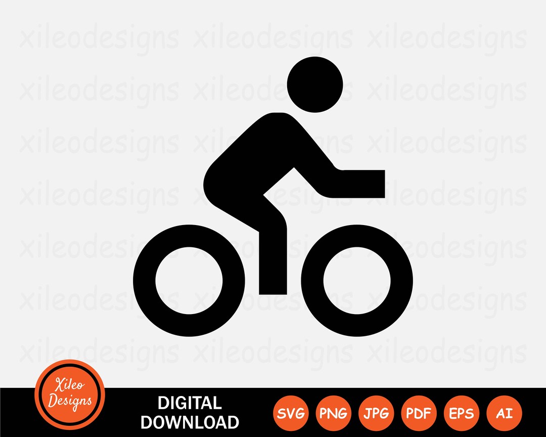 Cyclist Icon SVG Bicycle Bike Ride Cycle Sport Biking Sign Symbol ...