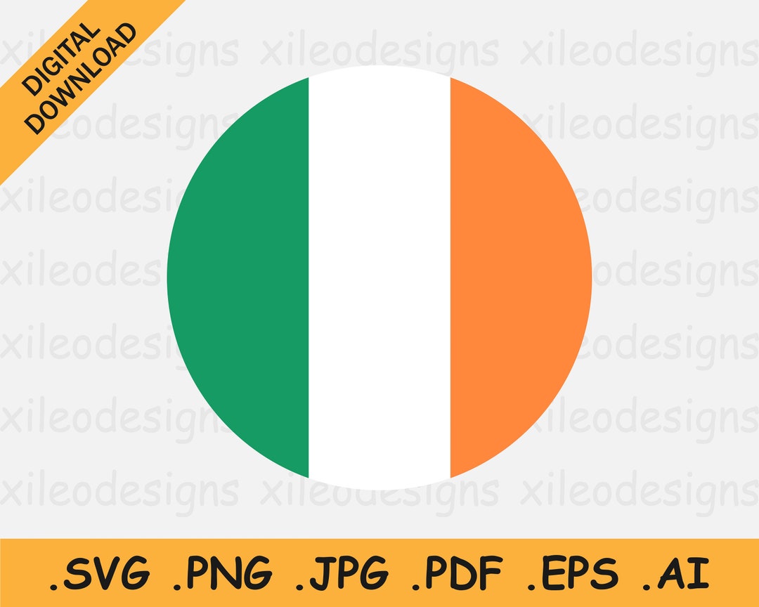 Republic of Ireland Round Flag SVG, Irish Circle Banner, National ...