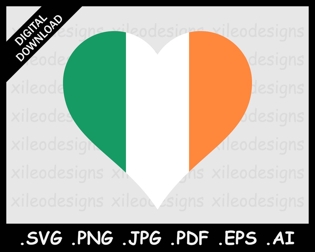 Ireland Heart Flag SVG, Irish Love Shape Banner, Country National ...