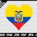 Ecuador Heart Flag SVG, Ecuadorian Love Banner National Nation Country ...