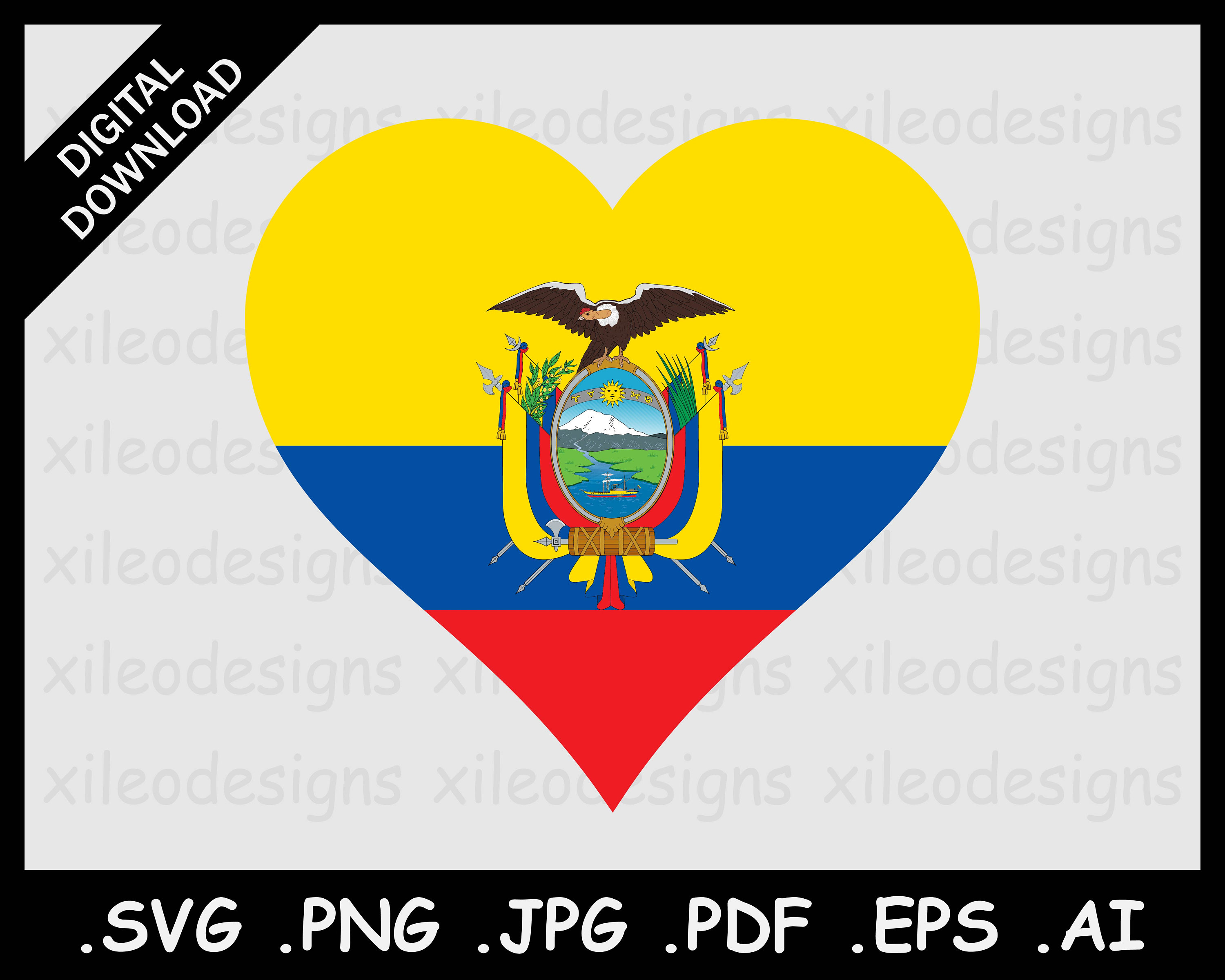 Ecuador Heart Flag SVG Ecuadorian Love Banner National Nation | Etsy