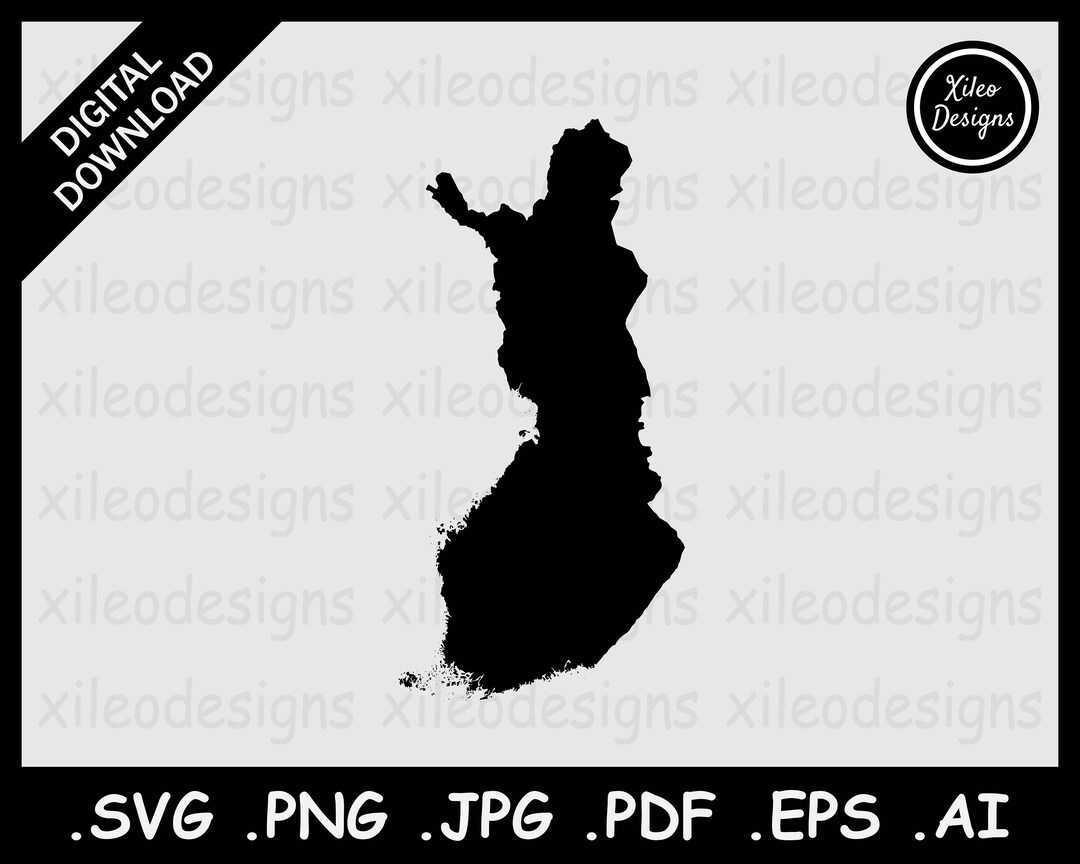 Finland Map SVG, Finnish Finn Country National Border Boundary, Black ...