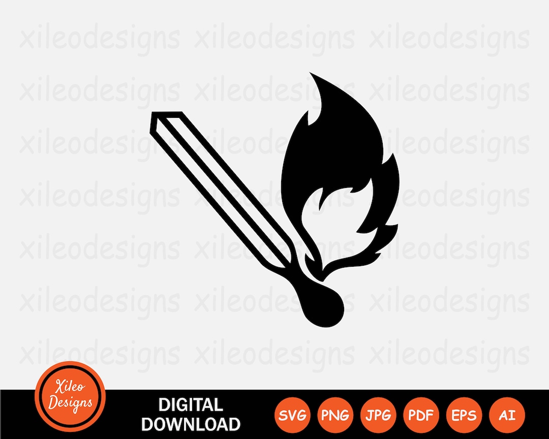 Burning Matchstick Icon SVG Light Match Stick Fire Flame Burn Symbol ...