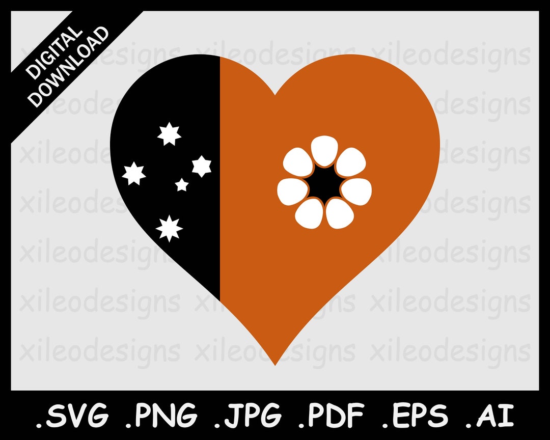 Northern Territory Australia Heart Flag SVG, NT Australian Love Shape ...
