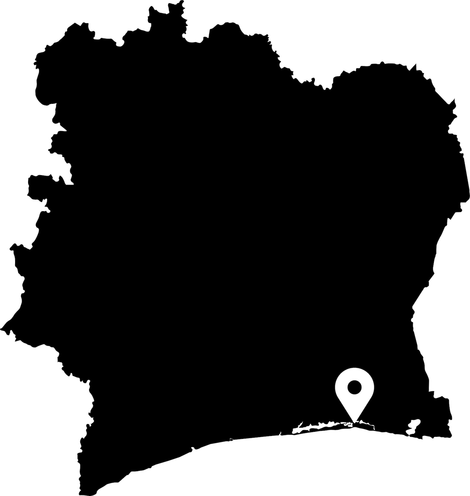 Abidjan Ivory Coast Map Capital City Country Location Pin Black White ...