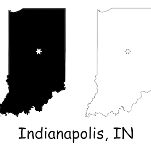 Indianapolis Indiana IN Capital City Location on a State Map US Outline ...