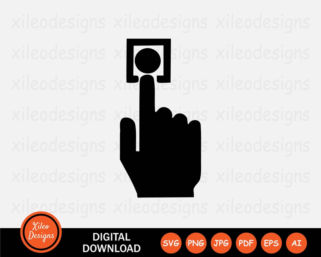 Push Button SVG Call Hand Finger Press Click Point Ring Doorbell Sign ...