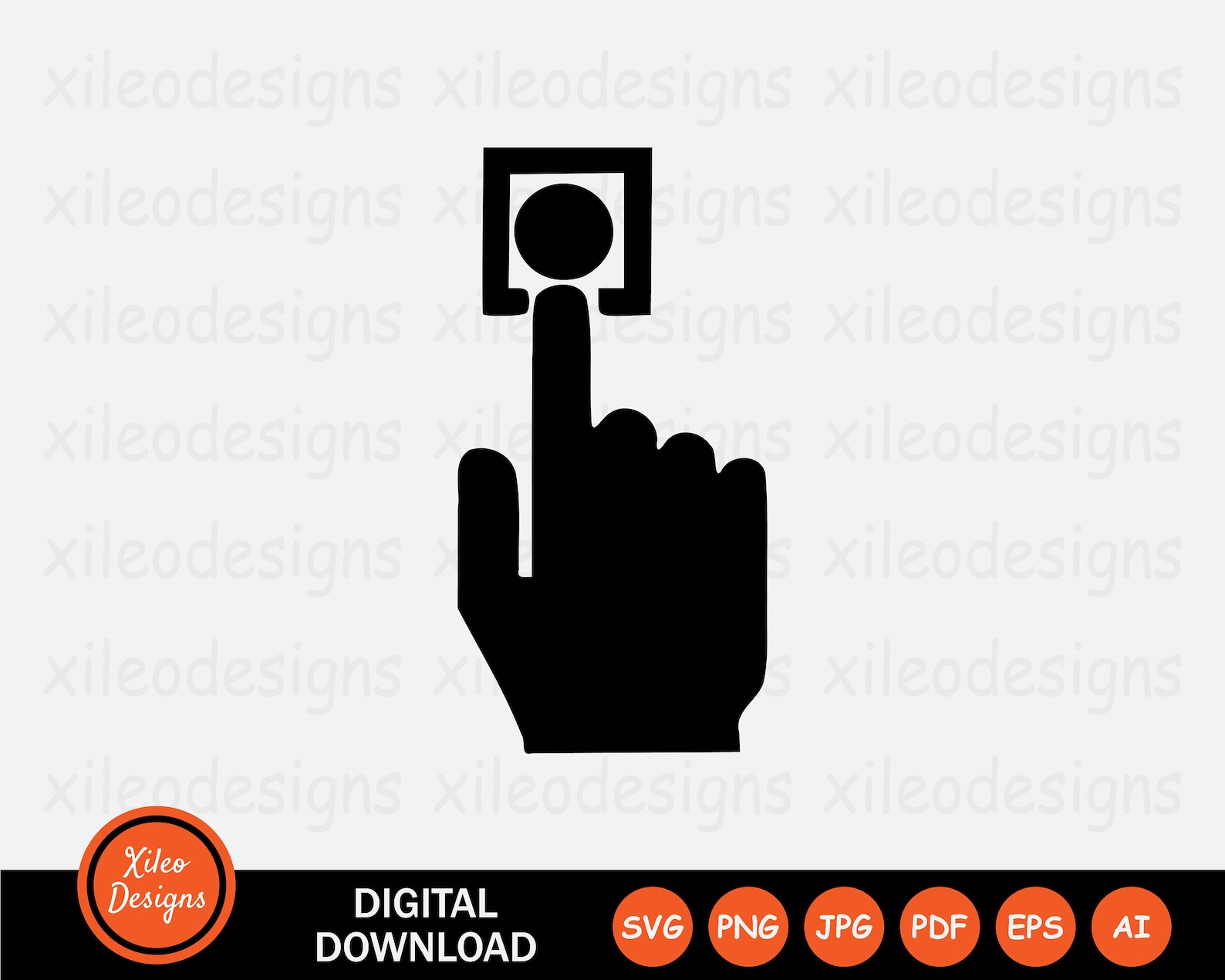 Push Button SVG Call Hand Finger Press Click Point Ring Doorbell Sign ...