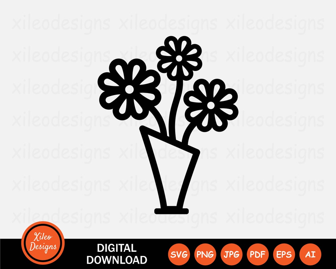 Flower Vase Icon SVG - Floral Plant Garden Pot Flowerpot Houseplant ...