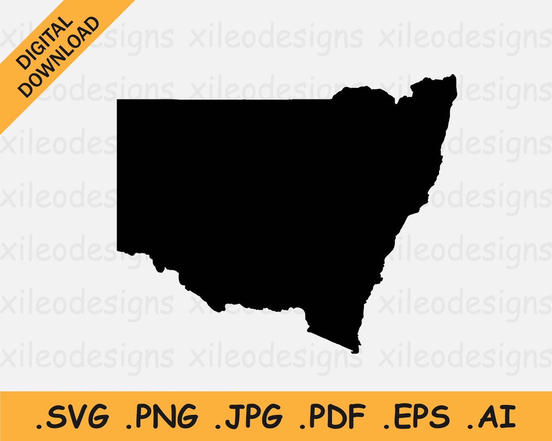 New South Wales Australia Map SVG - Australian State Border Boundary ...