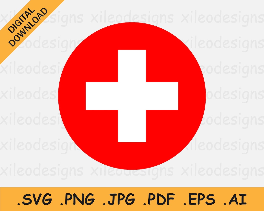 Switzerland Round Flag SVG - Swiss Circular Banner, National Circle ...