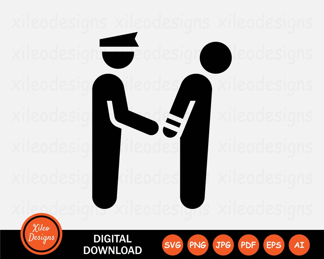 Arrest Icon SVG Criminal Detain Handcuff Police Thief Digital Download ...