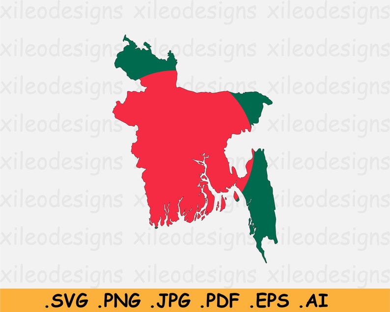 Bangladesh Map Flag SVG Map of Bangladesh Bangladeshi Flag - Etsy