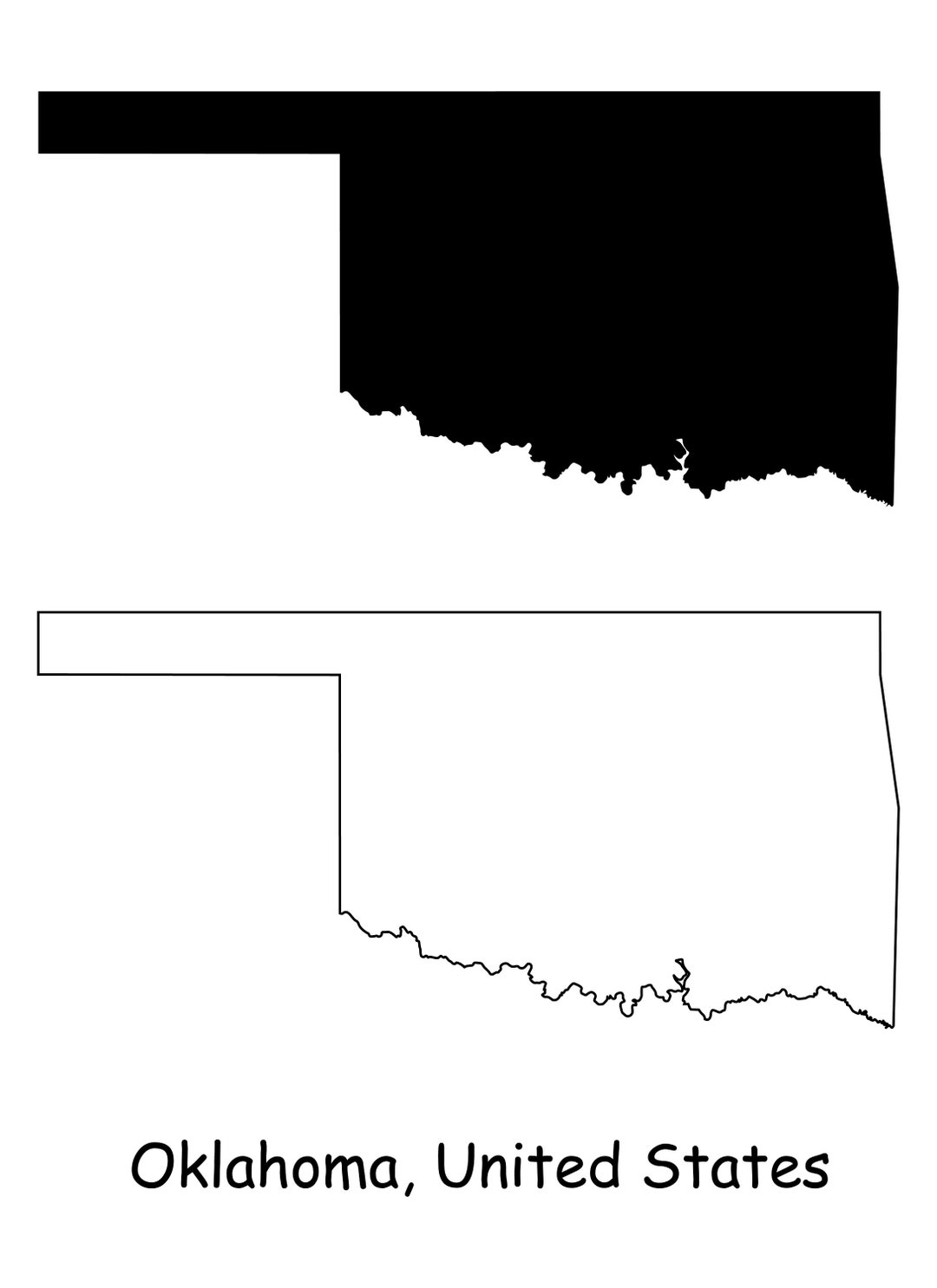 Oklahoma Map SVG, OK USA United States of America Us, Black and White ...